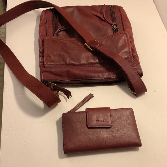 Fossil | Bags | Fossil Red Leather Crossbody Bag | Poshmark